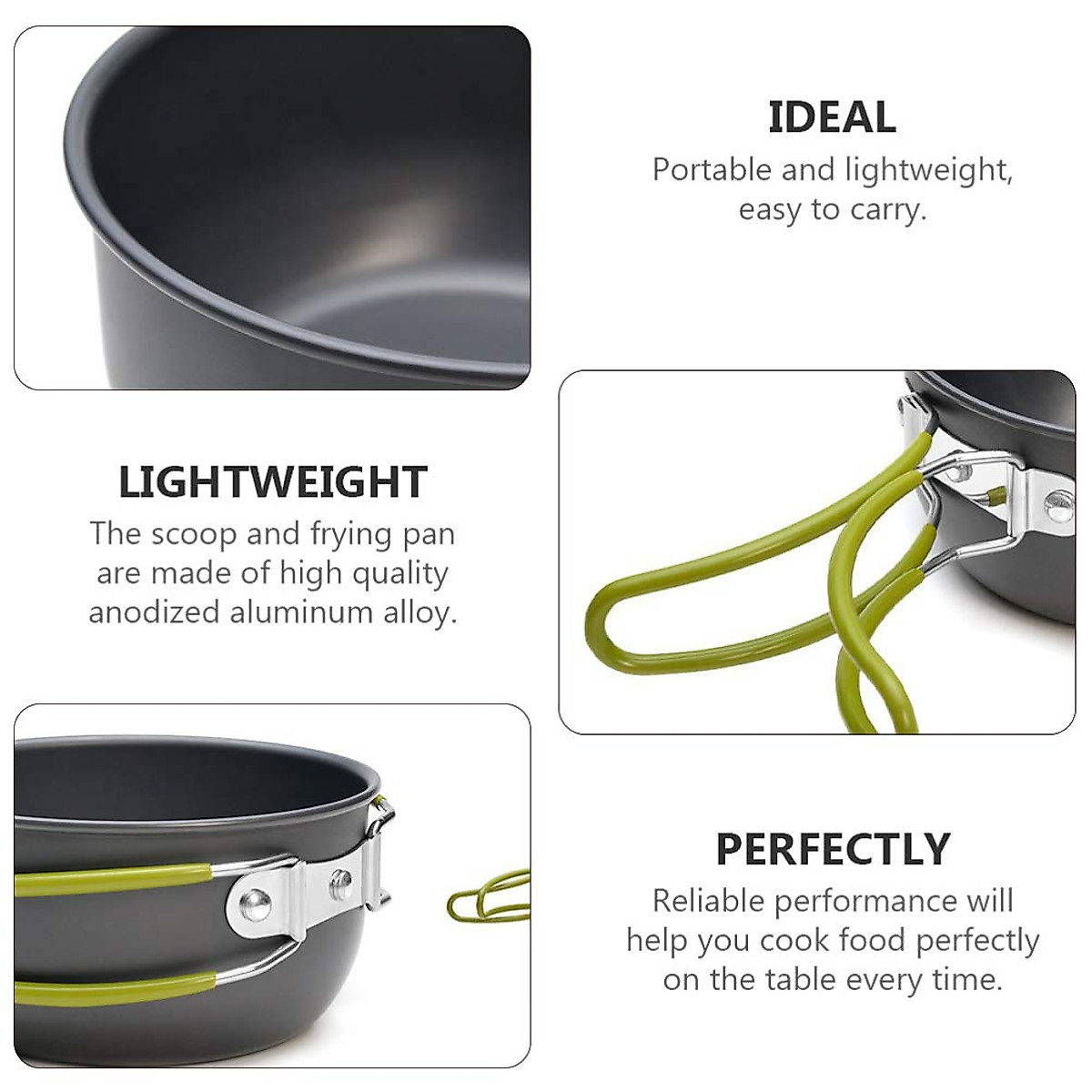 BESPORTBLE 1 Set Camping Pan Set Aluminum Alloy Cookware Camping Tool Portable Cutlery Camping Utensils Camping Pots Camping Cookware