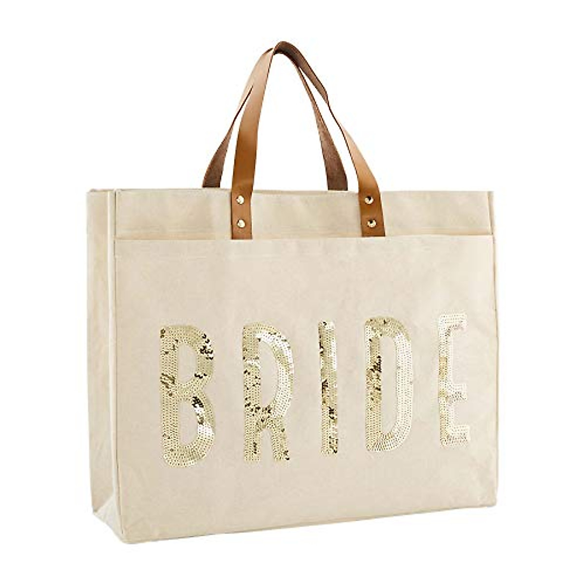 Mud Pie Women's Bride Tote Bag, Tan, 14 1/4" x 18"