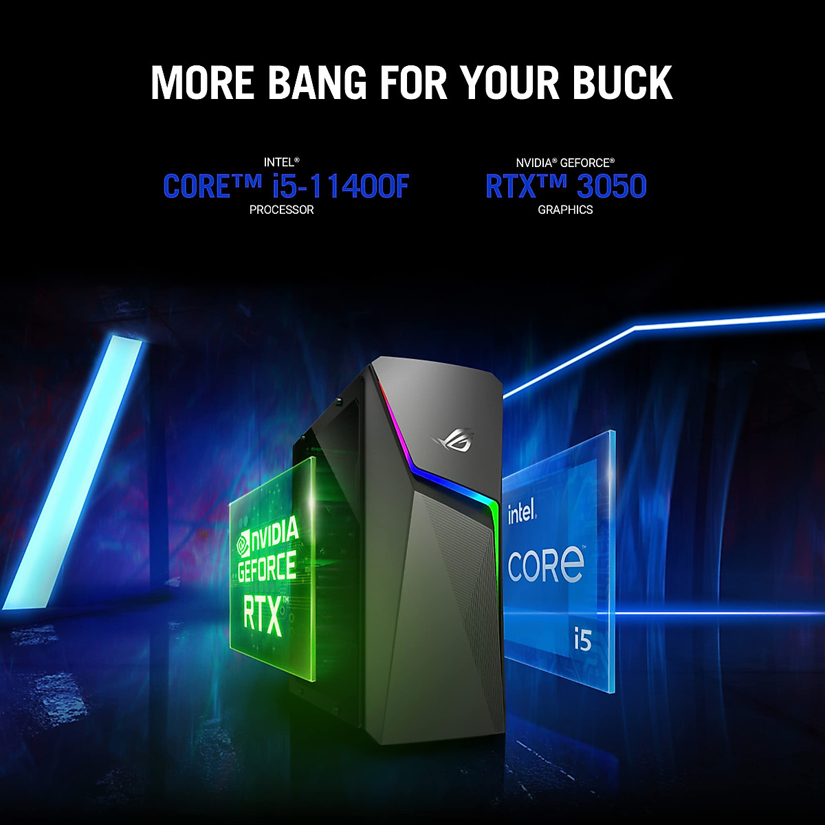 ASUS ROG Strix G10 Gaming Desktop PC, Core™ i5-11400F, GeForce RTX 3050, 16GB DDR4 RAM, 512GB SSD, Windows 11 Home, G10CE-BB554