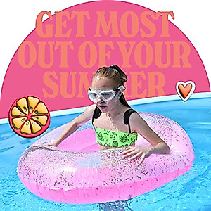 Boxgear Pink Glitter Swim Ring for Pool Beach Lake Glitter Pool Inflatable Swim Tube Glitter Swim Ring for Kids, Adults Glitter Pool Floating Tube Inflatable Pool Float Glitter Pool Ring (48 Inch)