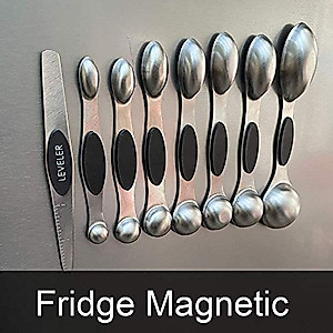 EDELIN Measuring Cups and Magnetic Measuring Spoons Set, Stainless Steel 5 Cups and 7 Spoons and 1 Levele (13set)