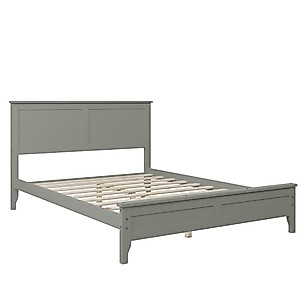 anwickjeff Full Size Bed Frame with Headboard and Footboard, Modern Concise Style White Solid Wood Platform Bed for Kids Teens Adults, No Need Box Spring (Full, Gray)