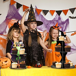 Halloween Baby Shower Cupcake Stand A Baby is Brewing Cupcake Holder 3-Tier Halloween Witch Cupcake Tower for Halloween Dessert Stand Baby Shower Birthday Party Decor