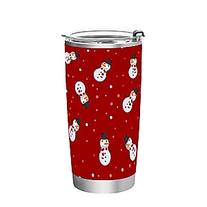 Jihqo Christmas Winter Snowman Tumbler with Lid and Straw, Insulated Stainless Steel Tumbler Cup, Double Walled Travel Coffee Mug Thermal Vacuum Cups for Hot & Cold Drinks 20oz
