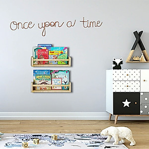 Once Upon a Time Metal Wall Art Read Signs Playroom Decor Nursery Wall Decor Words Art for Kids Playroom Signs Book Themed Decor Bookshelves Little Library Sign (Rose Gold)