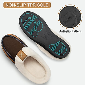 Homitem Men's Memory Foam Slippers,Fuzzy Wool-Like Plush Fleece Lined House Shoes Indoor Outdoor Slippers for Men, Anti-Skid Rubber Sole Home Bedroom Slippers(Size 13-14,Coffee)