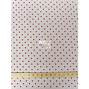 WHITE/RED SMALL POLKA DOTS PRINT POLY COTTON FABRIC 58"/59" WIDTH SOLD BY THE YARD (P93)