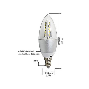E12 LED Candelabra Bulbs 5W AC85-265V E12 LED Lights Bulbs Cool White 6000K Chandelier Light Bulbs 60-Watt Candles Equivalent Lights Bulbs for Ceiling Fan Dining Room Home Decor,Pack of 6