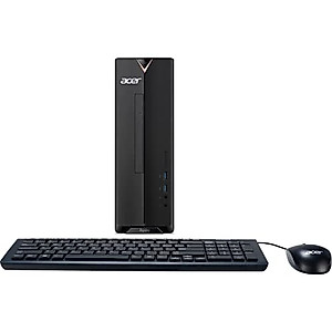Acer Aspire Tower Desktop, Intel Celeron J4125 Processor, 16GB RAM, 2TB PCIe SSD, DVD, HDMI, VGA, Wi-Fi, Wired Keyboard & Mouse, Windows 11 Home, Black (D17W6)