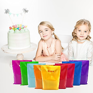 PPXMEEUDC 54PCS Plastic Handle Bag Plastic Party Favor Bags Party Gift Bags for Birthday Party Gift Shop Retail Bag Halloween Christmas Thanksgiving Candy Cookies Dessert