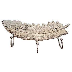 Large Feather Cast Iron Wall Hook, 5 3/4 Inch