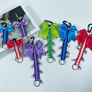 Cheer Bow Holder, 2 Pack Cheer Bow Keychains, Cheer Stuff Cheerleading Accessories, Paracord for Girls, Cheer Bow Holder for Backpack - Green Bow