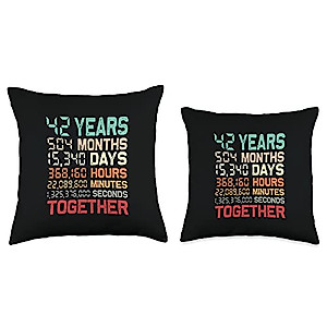 42nd Wedding Anniversary Gifts Apparel Co. 42 Years Together Couple Matching 42nd Wedding Anniversary Throw Pillow, 18x18, Multicolor