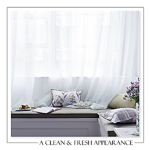 RYB HOME Decoration Extra Wide Linen Look, Sheer Drape, Sliding Grommet White Sheer Curtain Disperse Sunlight for Large Window Treatment Patio Door Bedroom Farmhouse Garden, 100 x 95