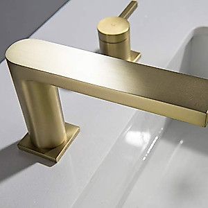 Luxury Widespread Bathroom Sink Faucets 3 Hole, 2-Handle 8 Inch Bathroom Vanity Faucet, with Matching Pop-up Drain Assembly, Brass Brushed Gold