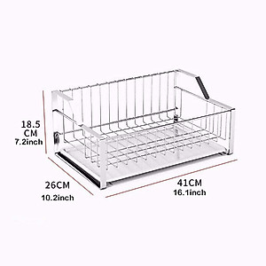 Plate Rack Dish Rack 304 Stainless Steel Dish Rack, Countertop Drain Dish Rack, Kitchen Rack, Storage Supplies, Dry Dish Rack Pan Plate Holder