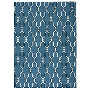 Nourison Home & Garden Indoor/Outdoor Navy 5'3" x 7'5" Area-Rug, Easy-Cleaning, Non Shedding, Bed Room, Living Room, Dining Room, Kitchen (5x7)