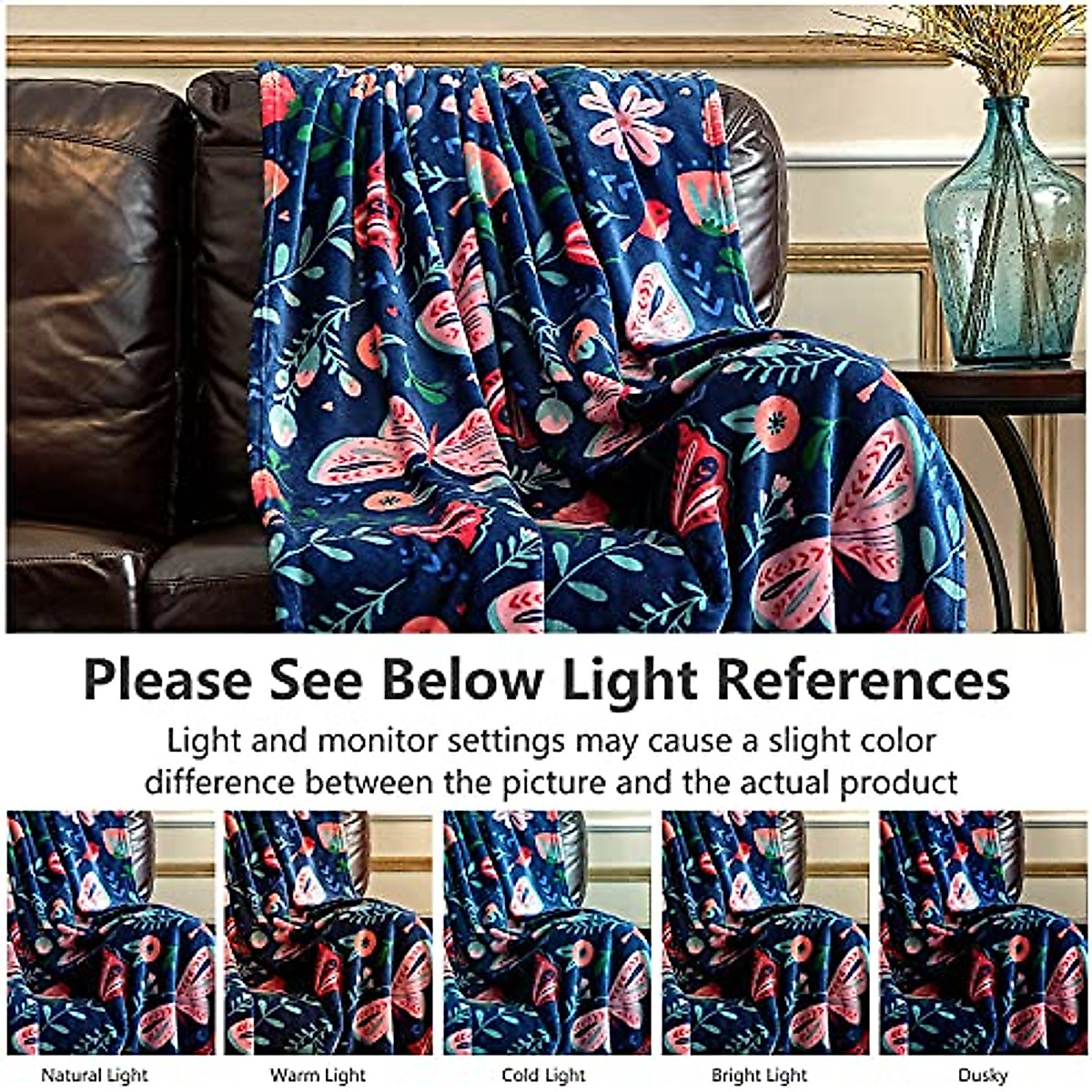 Hallmark Soft Blanket Throw for Women, Microfiber Throw Butterfly Blanket for Couch, 50''x70''