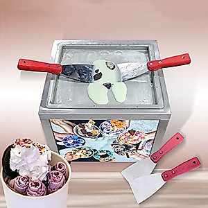 Mvckyi Commercial Countertop Mini Square Fried Ice Cream Roll Machine, Frozen Yogurt Ice Pan Rolled Machine Electric Stir Fry Ice Cream Rolled Maker for Home Bar Cafe