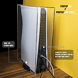 Acrylic Protective Case for PS5 Console, Transparent Plexiglass Dust Cover Case Custom Designed for PlayStation 5 Console Disc Edition, Precise cutting of easy-to-access Cable Ports