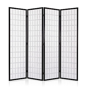 Salfanre Japanese Room Divider, 6 Panel Room Divider, Shoji Screen Room Divider, Folding Screen, Japanese Style, 5.6 Ft, Black