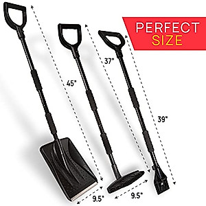 VaygWay 3 in1 Snow Shovel Kit- Premium Quality Portable Collapsible Replaceable Rotatable Head Snow Removal Brush Kit, Ice Scraper and Snow Brush Car Set with Carrying Bag for Cars Truck SUVs