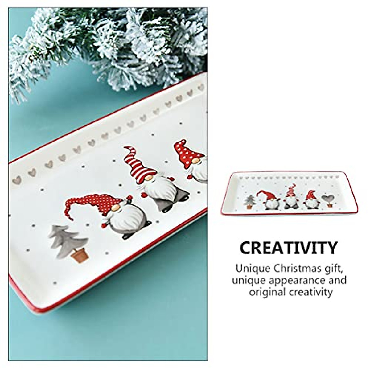 Rectangular Platters Porcelain Serving Plates Christmas Gnomes for Serving Salad Pasta Cheese Appetizer Ham Dishwasher Safe