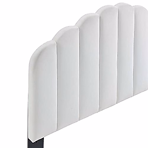 Modway Veronique Channel Tufted Performance Velvet Upholstered California King Headboard in White, King King