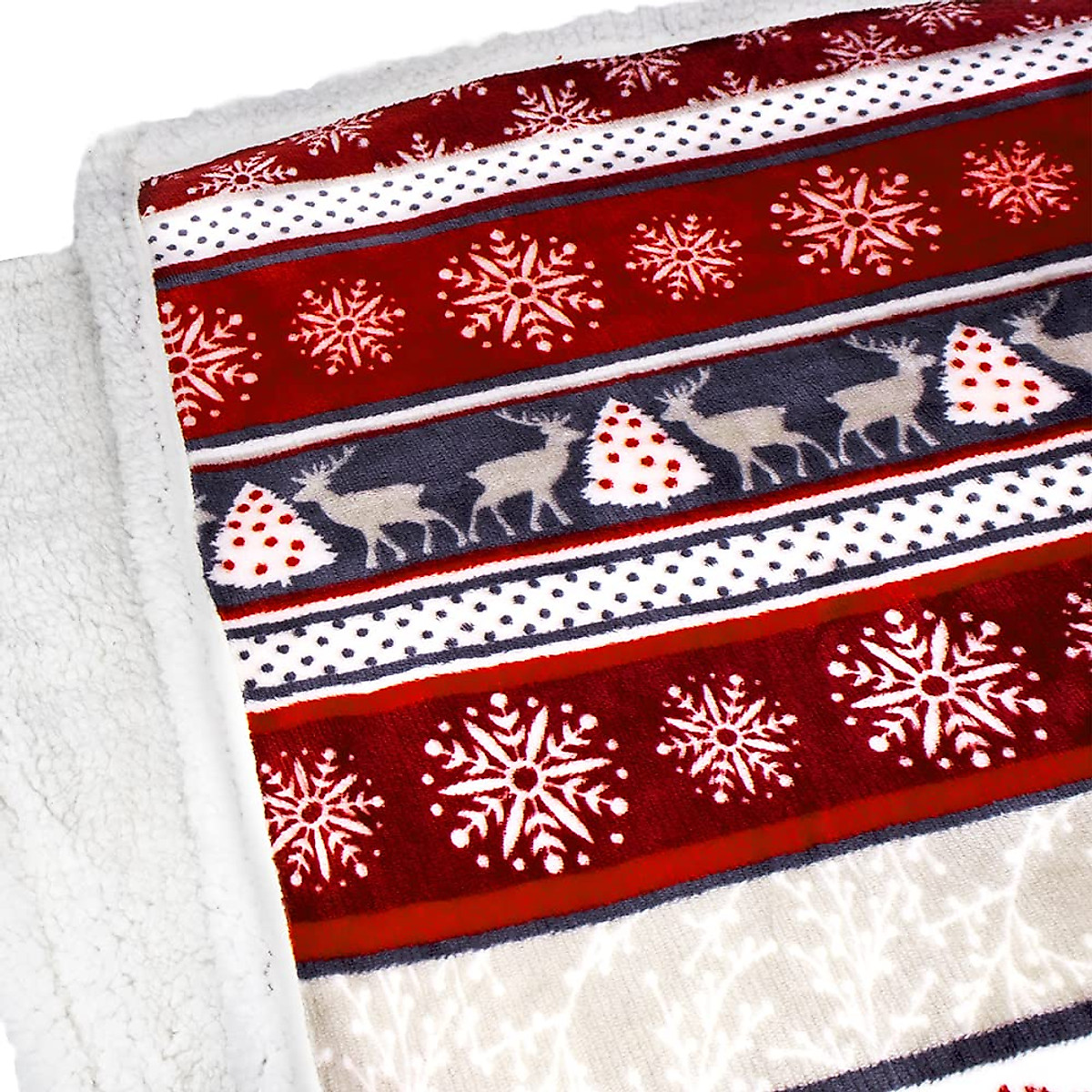 PAVILIA Premium Christmas Sherpa Throw Blanket | Christmas Decoration Reindeers, Fleece, Plush, Warm, Cozy Reversible Microfiber Holiday Blanket 50 x 60