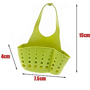 2 Package Kitchen Sink Hanging Sponge Holder, Adjustable-Faucet Holder Faucet Sponge basket, Silicone Soap Holder Hanging Ajustable Strap Faucet Caddy with Drain Holes for Drying (Green and Blue)