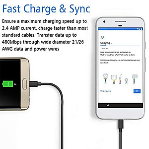 Micro USB Cable, [10Ft 2Pack]Extra Long Fast Charger Cord for Galaxy S7 Edge, High Speed Durable USB Charging Cable for Android Phone, Samsung J7/S6 Edge/S5/Note 5/LG Stylo 3/K30, for PS4/Camera,Black