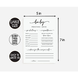 50 Large Baby Predictions and Advice - Minimalist - Baby Shower Game, New Mom & Dad Card or Mommy & Daddy to Be, Girl or Boy Babies New Parent Message Advice Book, Fun Gender Neutral Party (50-Cards)