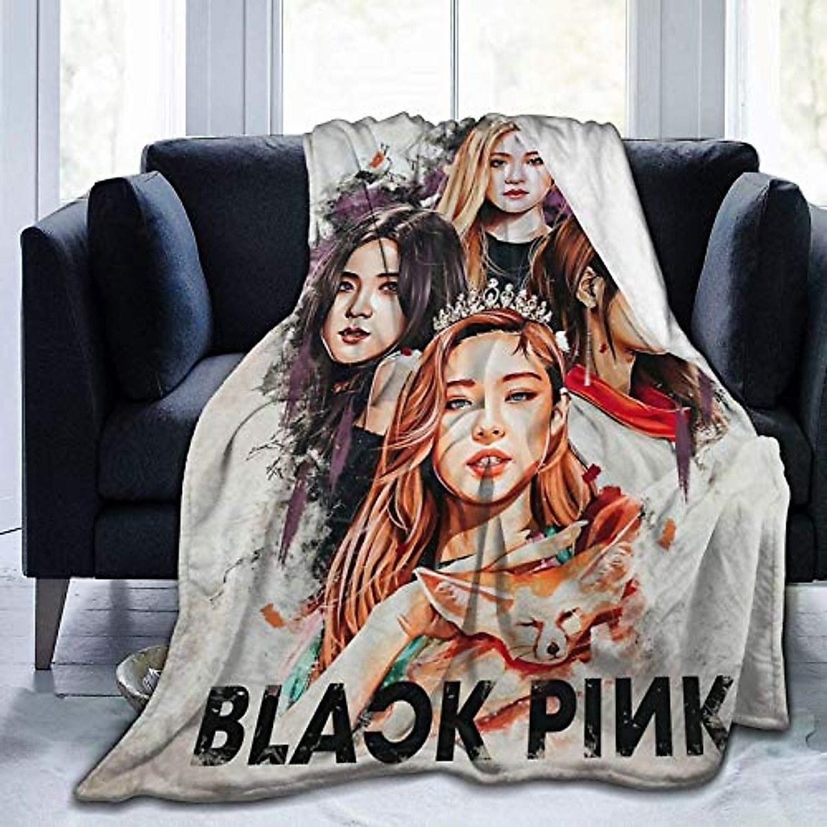 Flannel Fleece Throw Blanket for Fall Hotel Beach, Ultra Soft Black Band Groups Christmas Blanket, Quality Wrinkle-Resistant 50x40 Inch