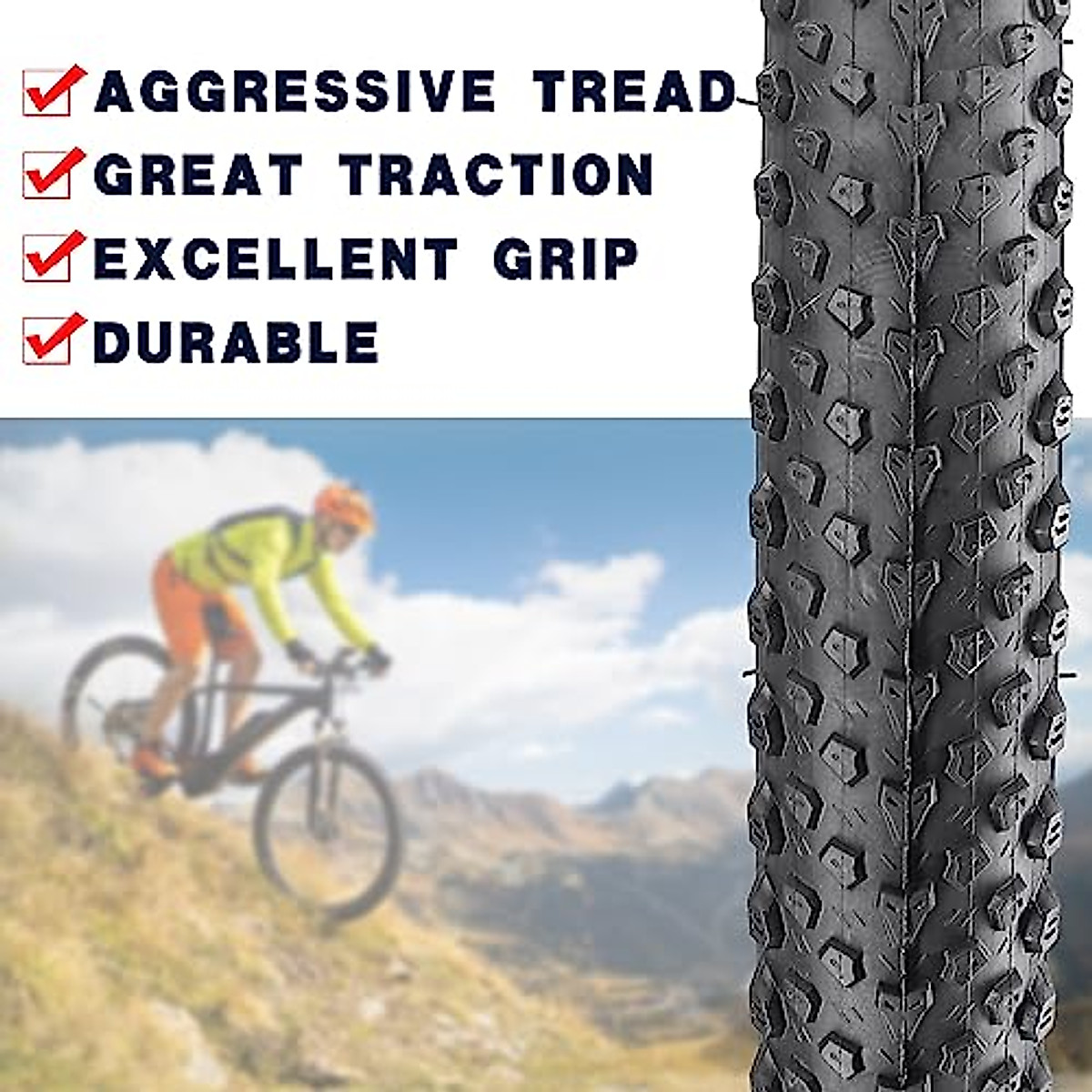 26/27/29 X 2.125 Bike Tire Folding Replacement Bicycle Tires for Mountain MTB Hybrid Bike Bicycle (27.5" 2 Tires)