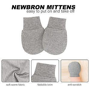 UTTPLL Baby Hats Mittens Set Unisex Newborn Beanie Cap No Scratch Cotton Gloves Toddler Boy Girl Hospital Hat 0-6 Months Red One Size