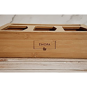 ENOPA's Ziplock Bag Storage Organizer for Kitchen Drawer, Bamboo Plastic Baggie Holder/ Dispenser, compatible with all brands for gallon, quart, sandwich and snack variety size bags