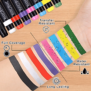 Jim&Gloria Water-Resistant Eye Black Stick Face & Body Paint Markers Makeup, Athletes Football Drip Baseball Softball Lacrosse Sports Stuff Gear, Game Accessories Gift, Eyeblack Painting Kit 8 Colors