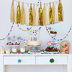 MerryNine Tissue Tassels Garlands, 30PCS Tassels, 14 Inch Long Tassels, for Wedding, Baby Shower, Event & Party Supplies Decoration (Tan/Ivory/Gold Set)