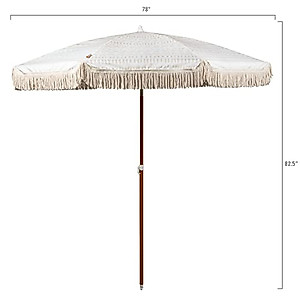 BEACH STATE Summerland 6.5 Feet Beach Umbrella with Fringe - Outdoor Umbrella - UV50+ Sun Protection (Laguna)