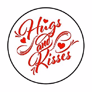 48 pcs Valentine's Day Hugs and Kisses​​​​​​​​​​​ Stickers Envelope Seals Labels Round Tags, Stamps Sticker for Gift Cards, Envelopes, Boxes for Holiday, Birthday, Christmas