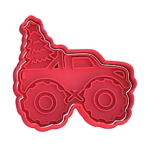 Christmas Holiday Monster Truck Jam Cookie Cutter & Stamp