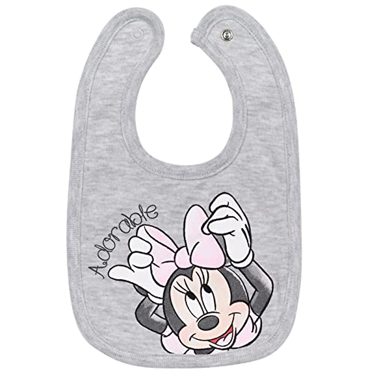 Disney Minnie Mouse Newborn Baby Girls Layette Set: Bodysuit Pant Hat Bib Grey/Pink 0-3 Months