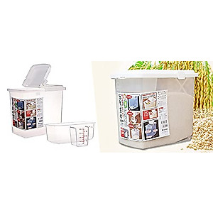 JapanBargain 1826, Set of 2 Large Japanese Kitchen Pantry Storage Containers Kome Bitsu Rice Storage Container 22 lbs, Made in Japan