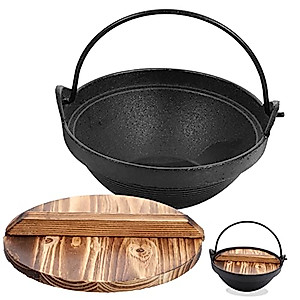 UPKOCH 1 Set Pot Outdoor Cookware Japanese Style Pot Iron Stock Pot Nabemono Hot Pot Hanging Stewpan for Hone Non-stick Pot Outdoor Saucepan Grey Korean Wood Non Stick Pan Cast Iron Pot