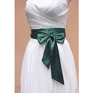 NANIA Wedding satin sash belt for special occasion dress bridal sash (Emerald)