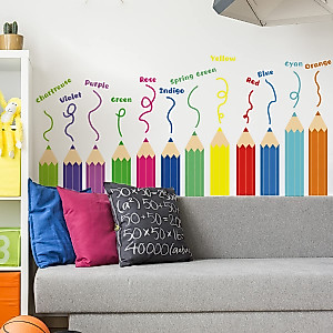 Multicolor Crayons Wall Decal Colorful Inspirational Wall Stickers DIY PeeI and Stick Pens Wall Decals Nursery Wall Sticker for Babys Kids Bedroom Living Room Classroom Office Kitchen Playroom Home
