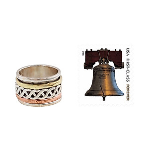 NOVICA Artisan Handmade Sterling Silver Meditation Spinner Ring Copper Brass from India No Stone [band Width 13 mm W] ' Spinning Braid'