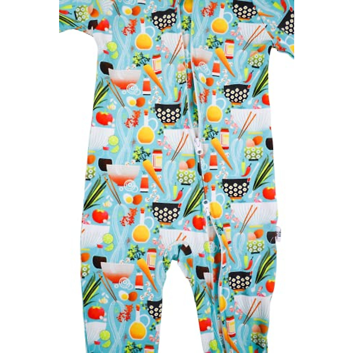 Jade&Kai Bamboo Footie Pajamas | Naptime n' Noodles | Soft and Stretchy | Gentle on Skin | Zipper Closure | Multiple Sizes (0-3mo)