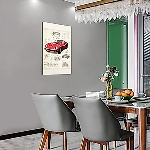 Car Poster Ferrari F40 Supercar Posters Racing Car Canvas Wall Art For Boy's Bedroom SuperCar Wall Decor Frame-style 12x18inch(30x45cm)
