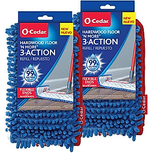 O-Cedar Dual Action Microfiber Flip Mop Refill, Dust/Microfiber Flat Mop Refill, 1 CT (Pack of 2) …
